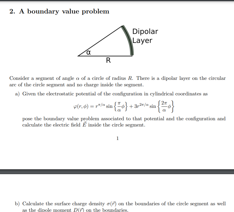 Solved 2. A boundary value problem Dipolar Layer a R | Chegg.com