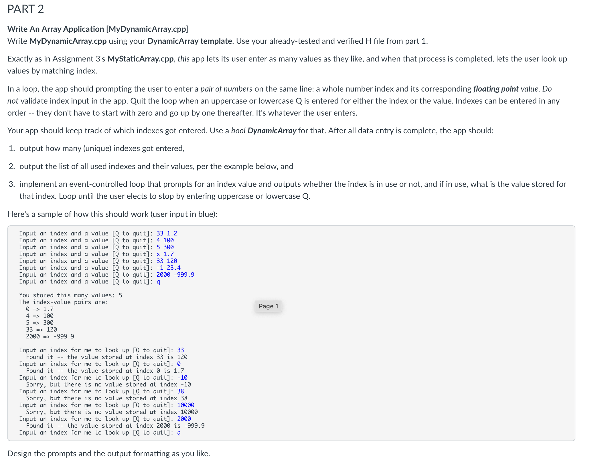 Solved In the DynamicArray.h file includes the class | Chegg.com Solved In the DynamicArray.h file includes the class | Chegg.com