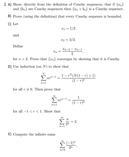 Solved 1 A) Show, directly from the definition of Cauchy | Chegg.com Solved 1 A) Show, directly from the definition of Cauchy | Chegg.com