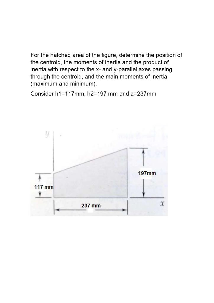 Solved For the hatched area of the figure, determine the | Chegg.com
