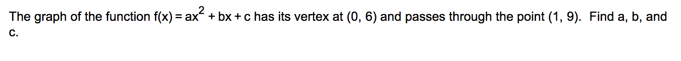 Solved The graph of the function f(x)=ax2+bx+c ﻿has its | Chegg.com