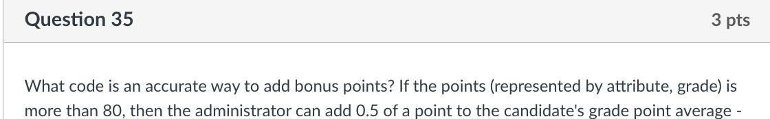 Solved What code is an accurate way to add bonus points? If | Chegg.com