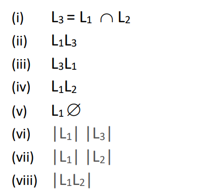 Solved (i) L3 = Li n L2 (ii) L1L3 (iii) L3L1 (iv) LiL2 (v) | Chegg.com