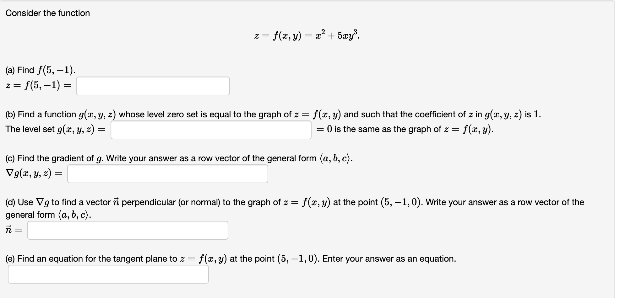 Solved Consider the function z=f(x,y)=x2+5xy3 (a) Find | Chegg.com