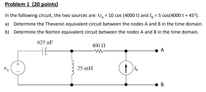 Solved Problem 1 (20 ﻿points)In the following circuit, the | Chegg.com
