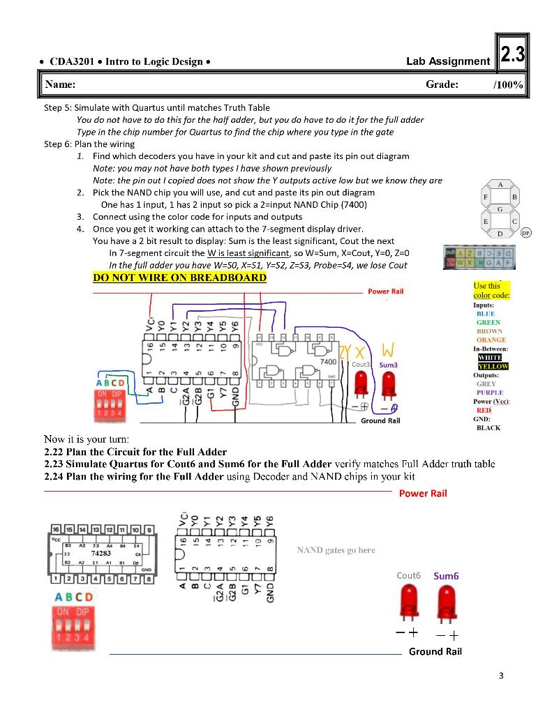 CDA3201 Intro to Logic Design 2.3 Lab Assignment | Chegg.com