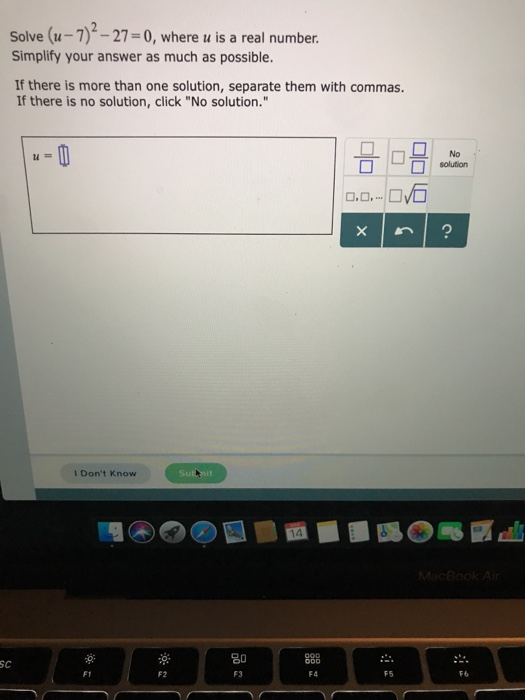 Solved Solve (u-7)-27-0, where u is a real number Simplify | Chegg.com