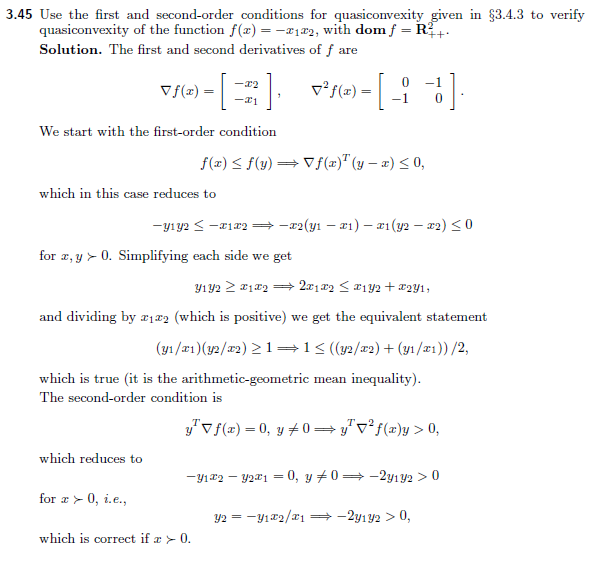 Solved 3.45 Use the first and second-order conditions for | Chegg.com