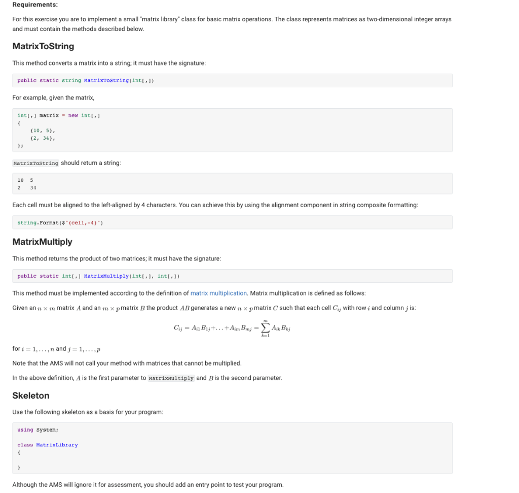 Solved Requirements: For this exercise you are to implement | Chegg.com