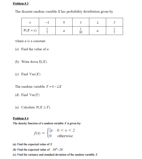 Solved The discrete random variable Xhas probability | Chegg.com