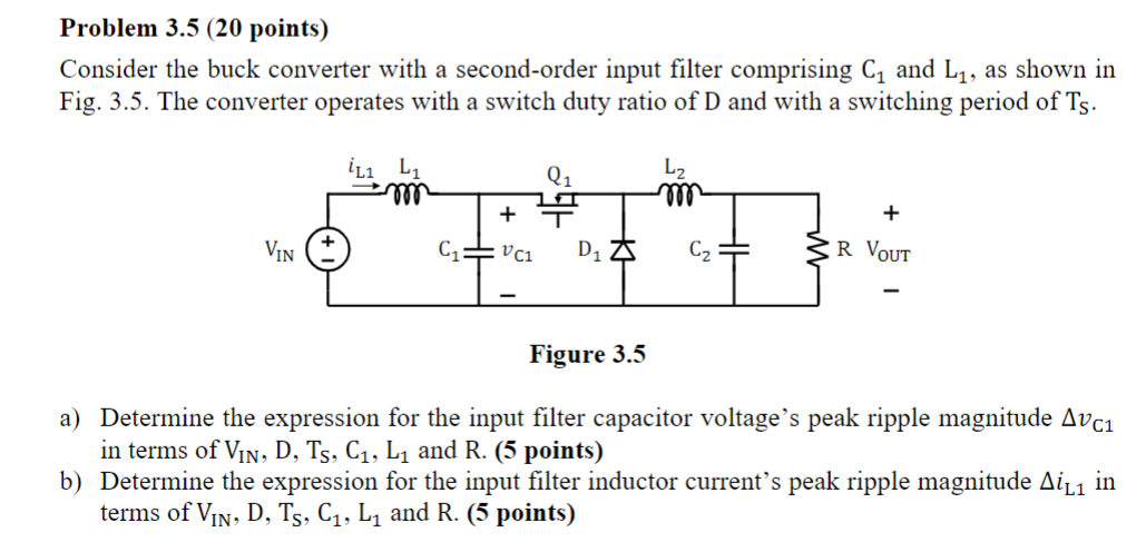 [Solved]: Consider the buck converter with a second-order