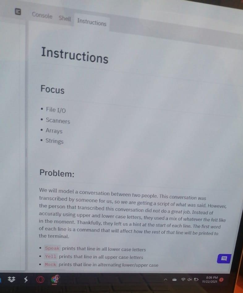 Solved E Console Shell Instructions Instructions Focus • | Chegg.com