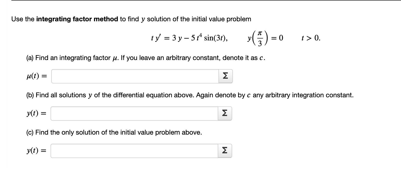 Solved Jse the integrating factor method to find y solution | Chegg.com