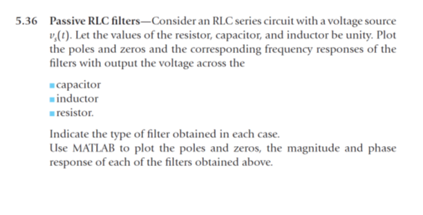 Solved Passive RLC filters-Consider an RLC series circuit | Chegg.com