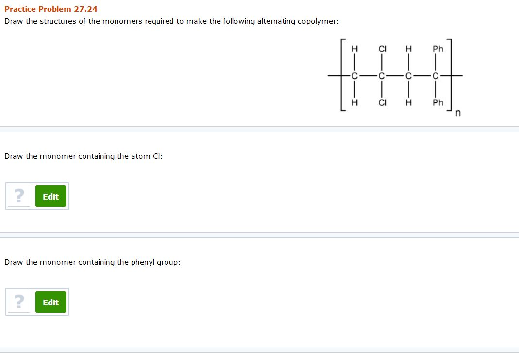 Solved Practice Problem 27.24 Draw the structures of the | Chegg.com