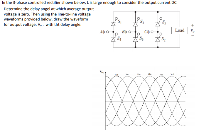Solved In the 3-phase controlled rectifier shown below, L is | Chegg.com