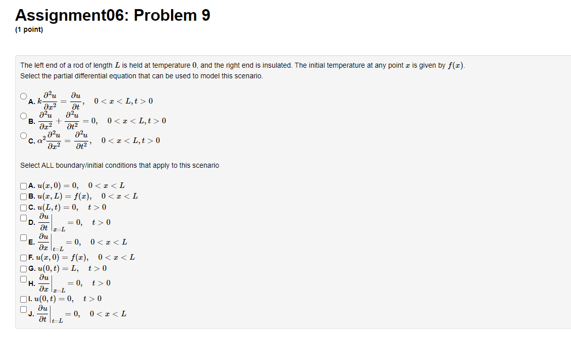 Solved Assignment06: Problem 9 (1 point) The left end of a | Chegg.com