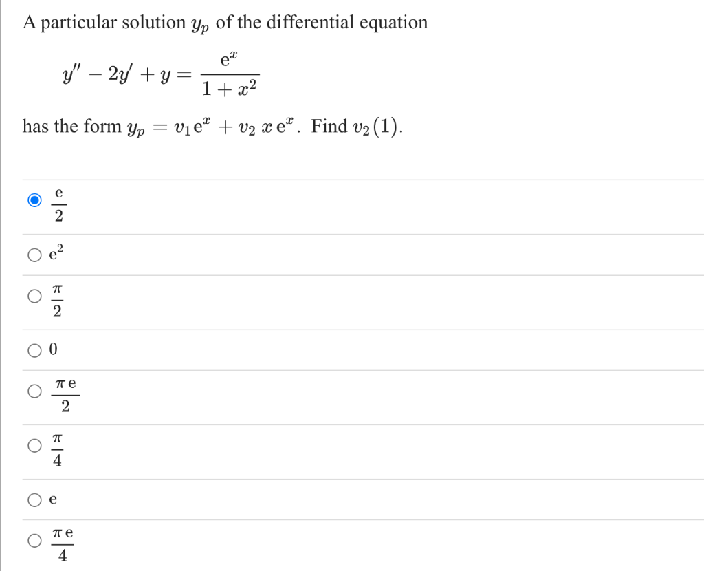 Solved A particular solution Yp of the differential equation | Chegg.com