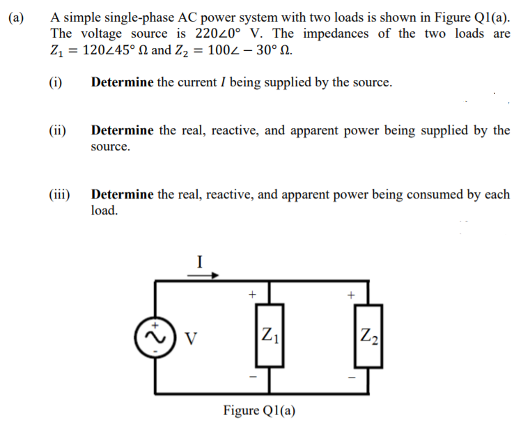Solved (a) A simple single-phase AC power system with two | Chegg.com