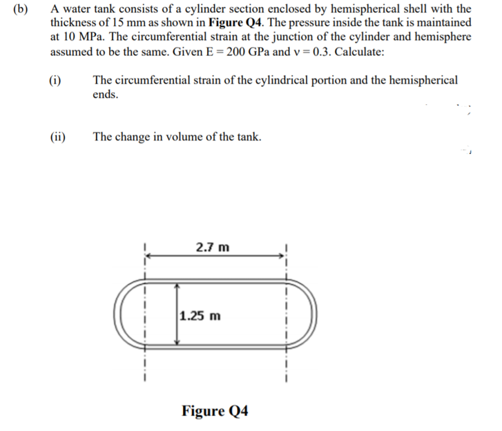 Solved (b) A water tank consists of a cylinder section | Chegg.com