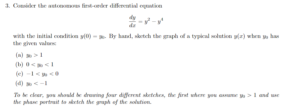 Solved 3. Consider the autonomous first-order differential | Chegg.com