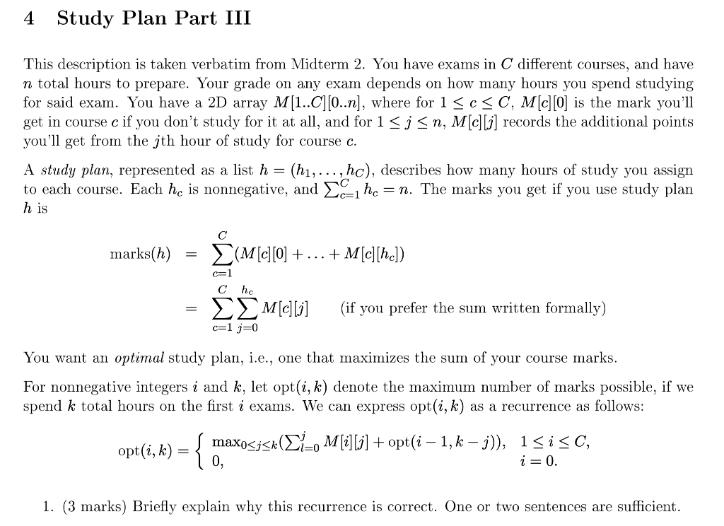 4 Study Plan Part III This description is taken | Chegg.com