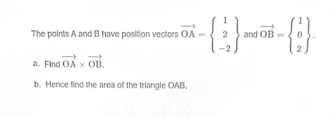Solved 1 The points A and B have position vectors OA -{ 2 | Chegg.com