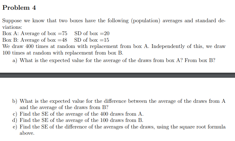 Solved Suppose we know that two boxes have the following | Chegg.com