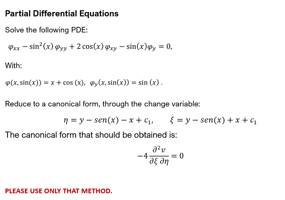 Solved Partial Differential Equations Solve the following | Chegg.com