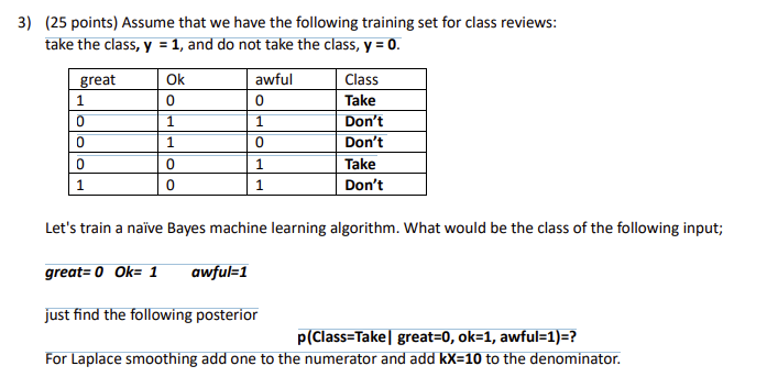 Solved 3) (25 points) Assume that we have the following | Chegg.com