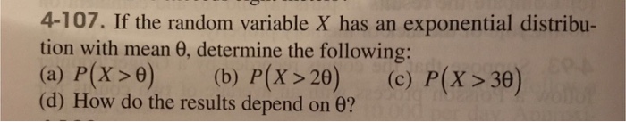 Solved If the random variable X has an exponential | Chegg.com