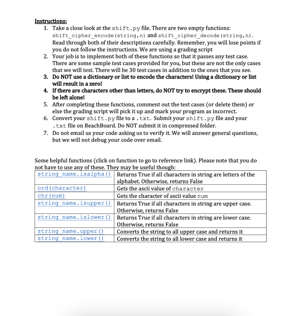 Solved Lab 3: Shift Cipher This is an INDIVIDUAL assignment. | Chegg.com