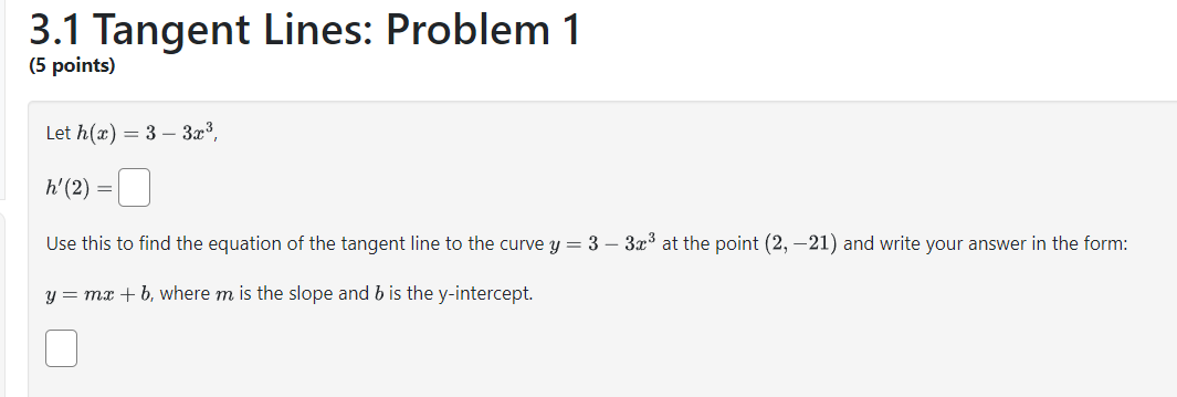 Solved 3.1 Tangent Lines: Problem 1 (5 points) Let | Chegg.com