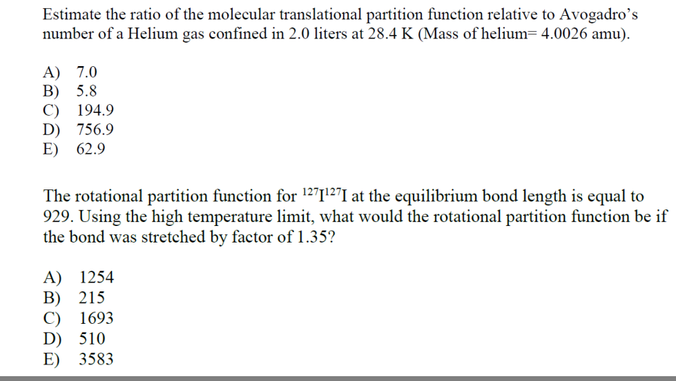Solved Estimate the ratio of the molecular translational | Chegg.com
