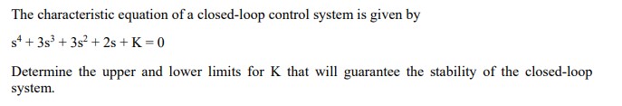 Solved The characteristic equation of a closed-loop control | Chegg.com