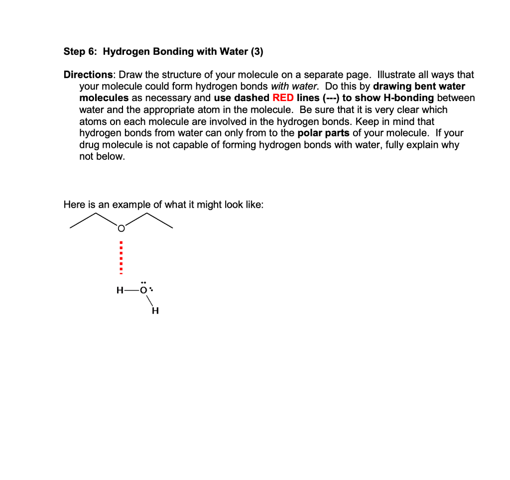 Solved Step 6: Hydrogen Bonding with Water (3) Directions: | Chegg.com