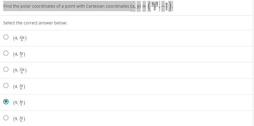 Solved Find the polar coordinates of a point with Cartesian | Chegg.com