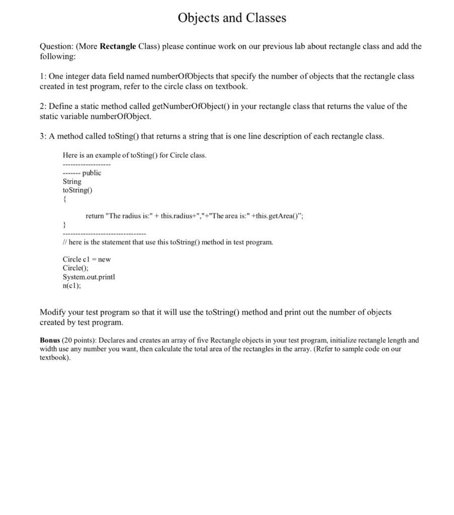 Solved following: 1: One integer data field named | Chegg.com