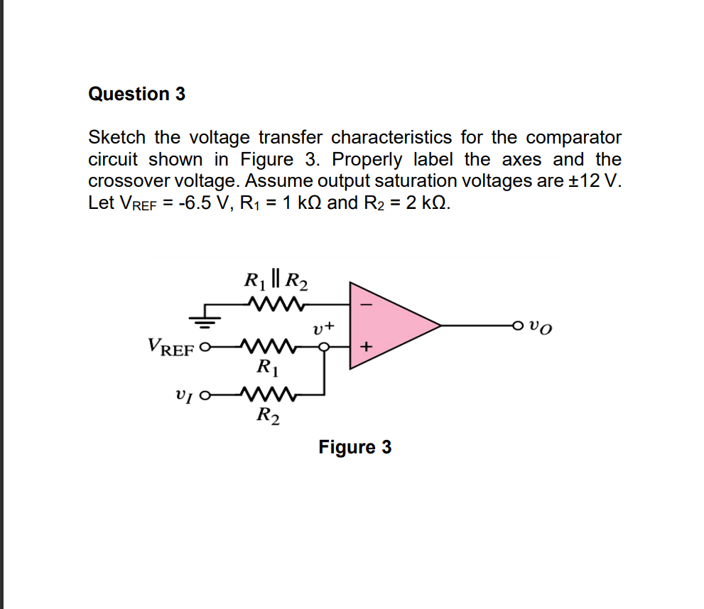 Solved Question 3 Sketch The Voltage Transfer