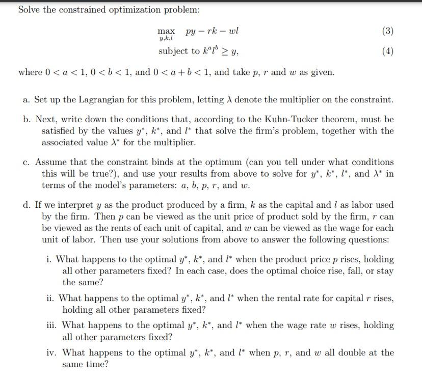 Solve The Constrained Optimization Problem