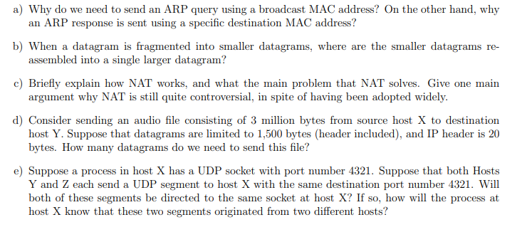 Solved a) Why do we need to send an ARP query using a | Chegg.com