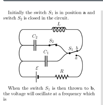 Solved Initially the switch S1 ﻿is in position a andswitch | Chegg.com