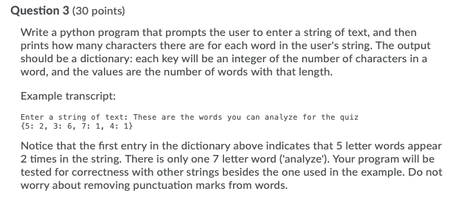 Solved Question 3 (30 points) Write a python program that | Chegg.com