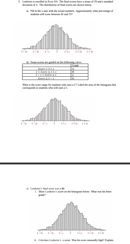 Solved students will score between 65 ﻿and 75 ?b) ﻿Exam | Chegg.com