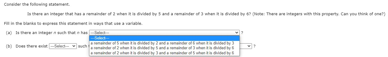 Solved Consider the following statement. Is there an integer | Chegg.com