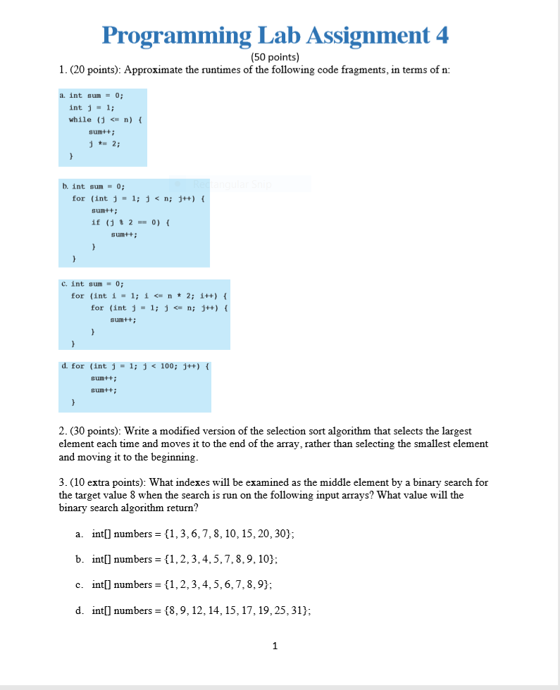 Solved Programming Lab Assignment 4 (50 points) 1. (20 | Chegg.com