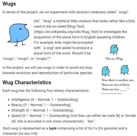 Wugs In terms of the project, we wil experiment with | Chegg.com