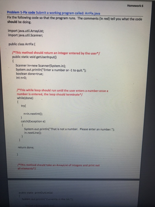 Solved Homework 6 Problem 1-Fix code Submit a working | Chegg.com