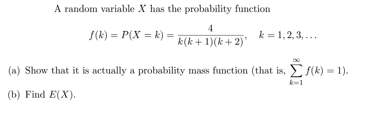 Solved A random variable X has the probability function | Chegg.com