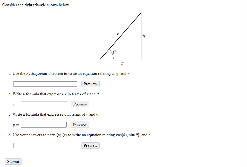 Solved Consider the right triangle shown below. a. Use the | Chegg.com